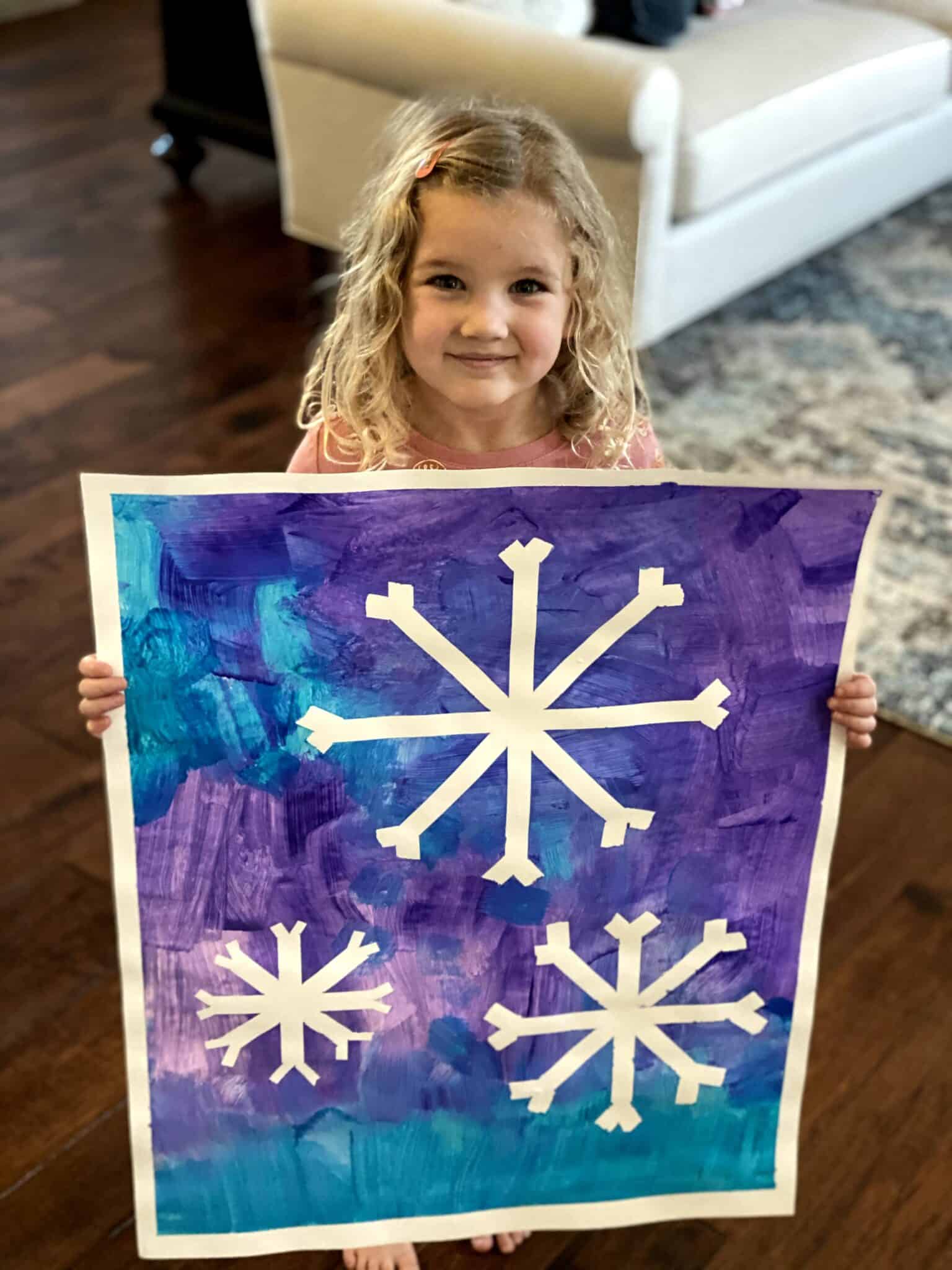 Tape Resist Snowflake Winter Art Activity - Toddler Approved