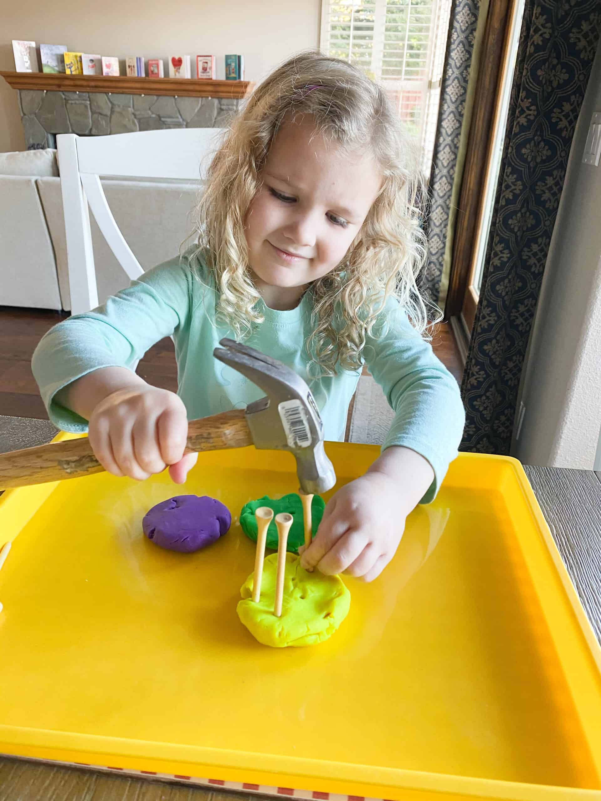Hammering Golf Tees Fine Motor Activity - Toddler Approved