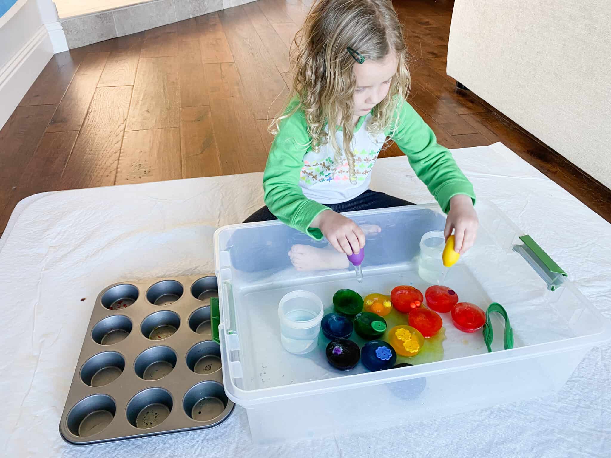 Rainbow Ice Excavation Science Activity - Toddler Approved