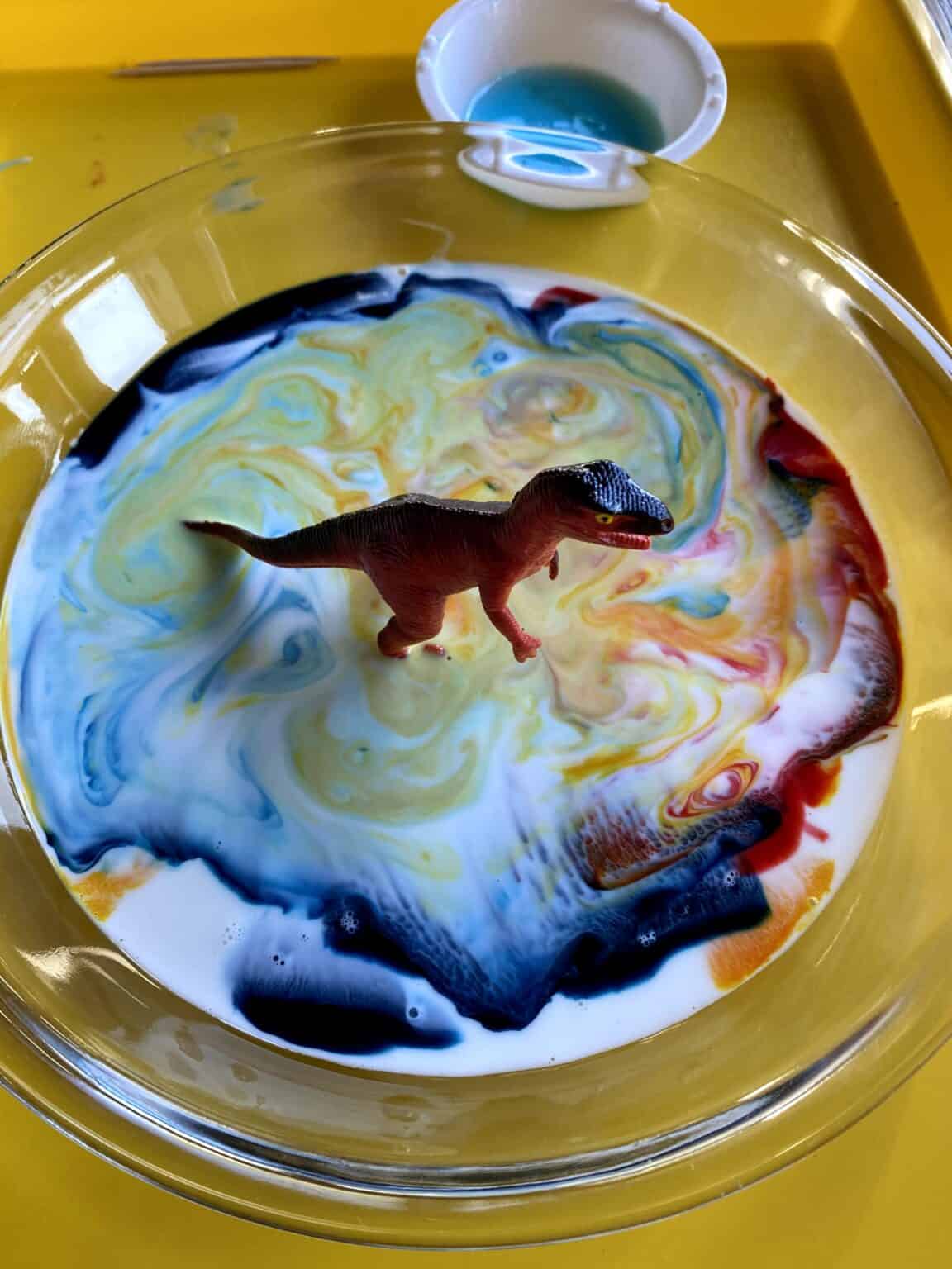 Magic Milk Science with Dinosaurs - Toddler Approved