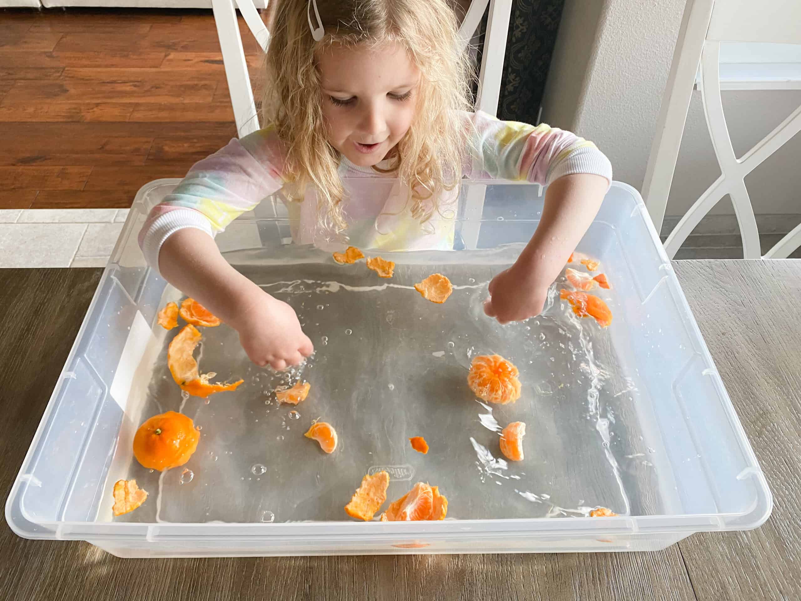 Float an Orange Sensory Play - Toddler Approved