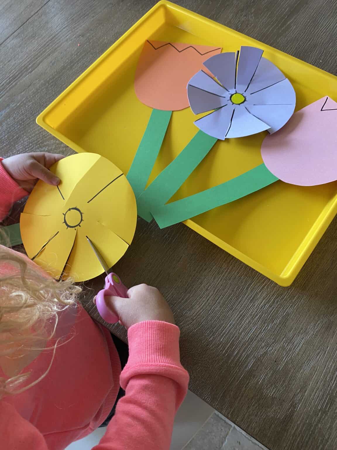Scissor Skills Practice Spring Cutting Tray - Toddler Approved
