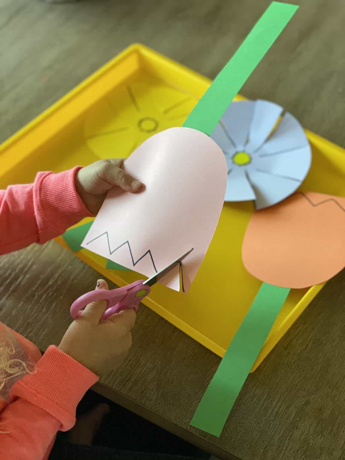 Scissor Skills Practice Spring Cutting Tray - Toddler Approved