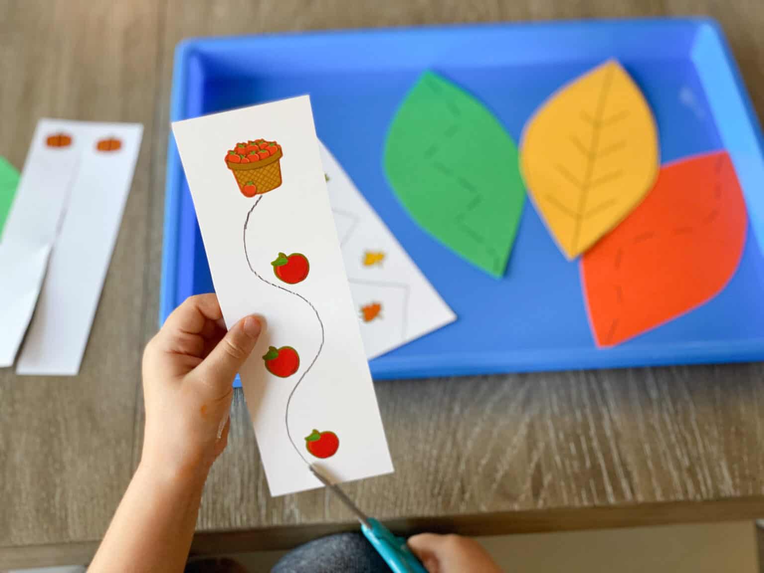 Fall Themed Cutting Practice for Kids - Toddler Approved
