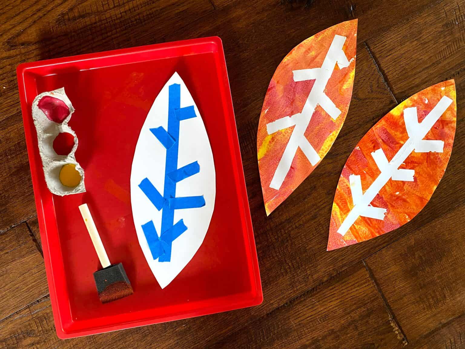Fall Themed Tape Resist Art Activity - Toddler Approved