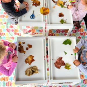 Preschool Cutting Activity with Leaves - Toddler Approved