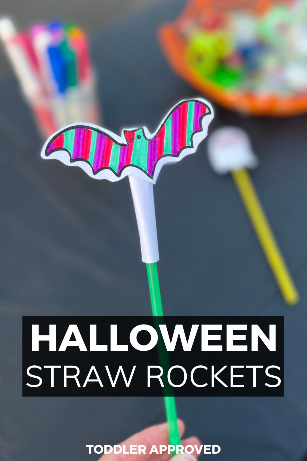Halloween Craft- Straw Rockets for Kids - Toddler Approved